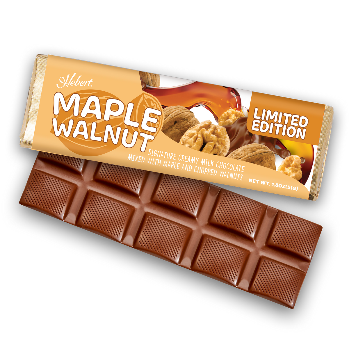 Maple Walnut Bar 1.8oz — Hebert Candies & Gifts